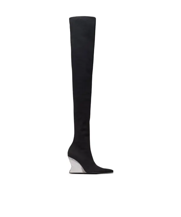 Balmain Wedge Knit Thigh-high Boots