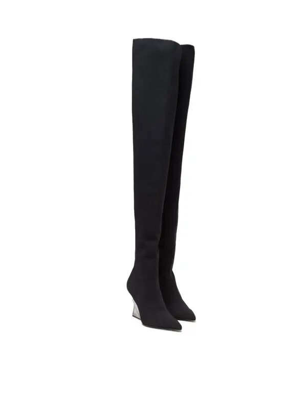 Balmain Wedge Knit Thigh-high Boots
