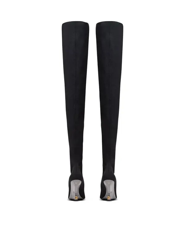 Balmain Wedge Knit Thigh-high Boots