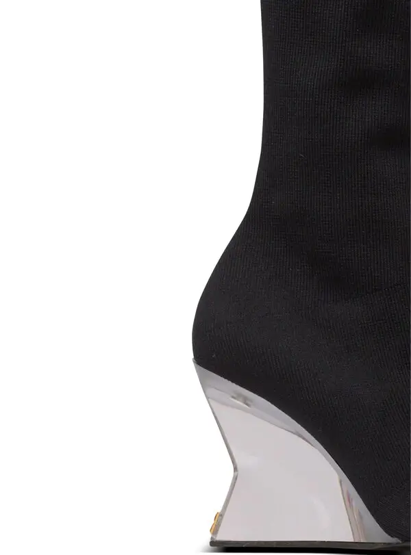 Balmain Wedge Knit Thigh-high Boots