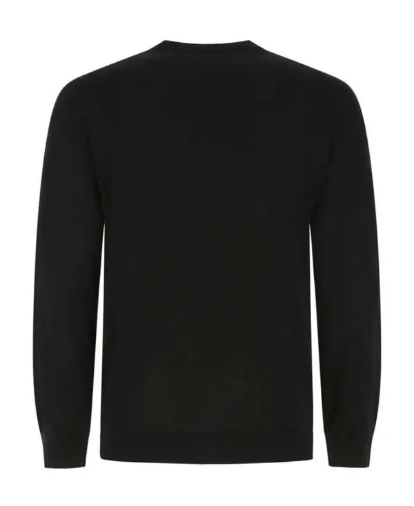 Prada Logo Embroidered Crewneck Jumper - Black