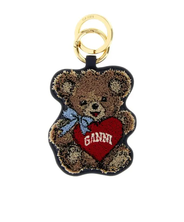 GANNI Joy Bear Keyring With Fur-effect Fabric - Multicolor