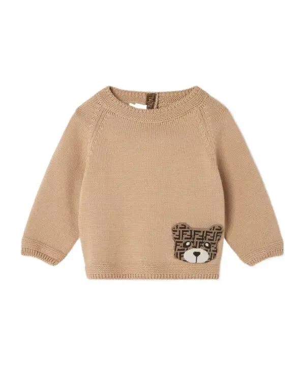 Fendi Teddy Bear Appliqué Cardigan
