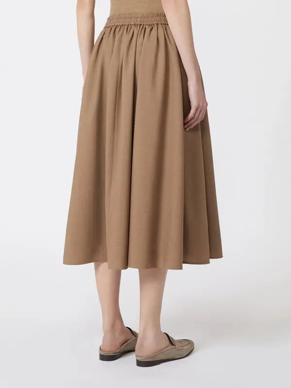 Max Mara Pleated Midi Skirt With Drawstring Waistband - Hazelnut Brown