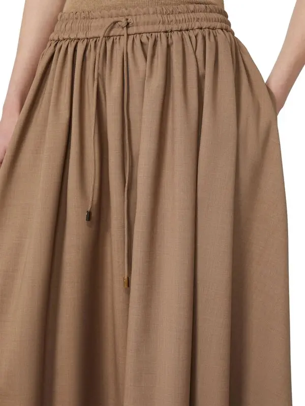 Max Mara Pleated Midi Skirt With Drawstring Waistband - Hazelnut Brown