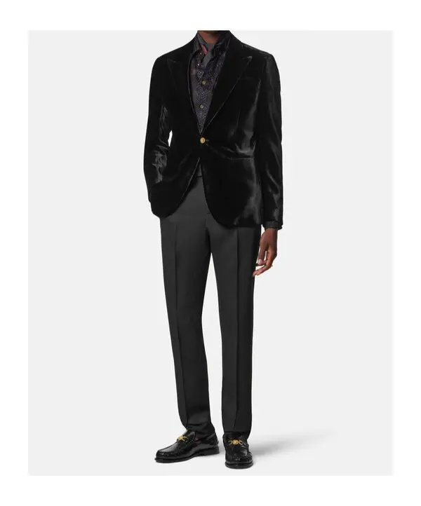 Versace Single-buttoned Velvet Blazer - Black