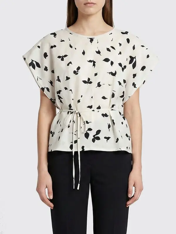 ALYSI Printed Tie-waist Top - White
