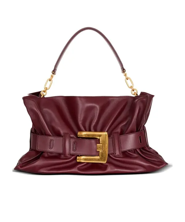 Balmain Medium Anthem Bag In Leather - Red