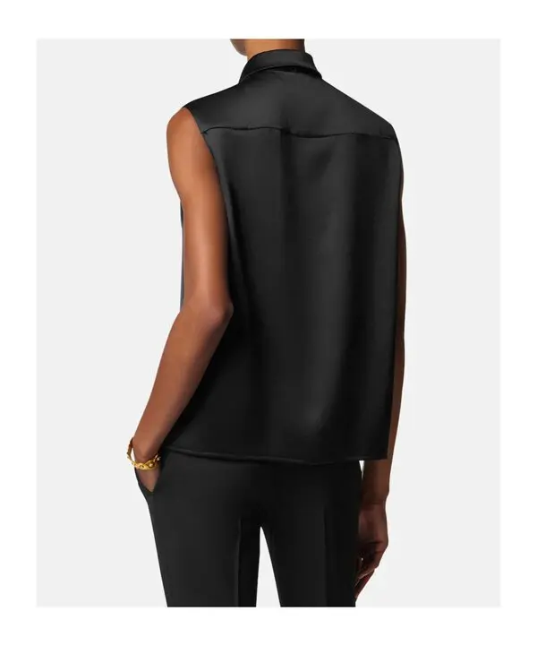 Versace Sleeveless Medusa Hardware Blouse - Black