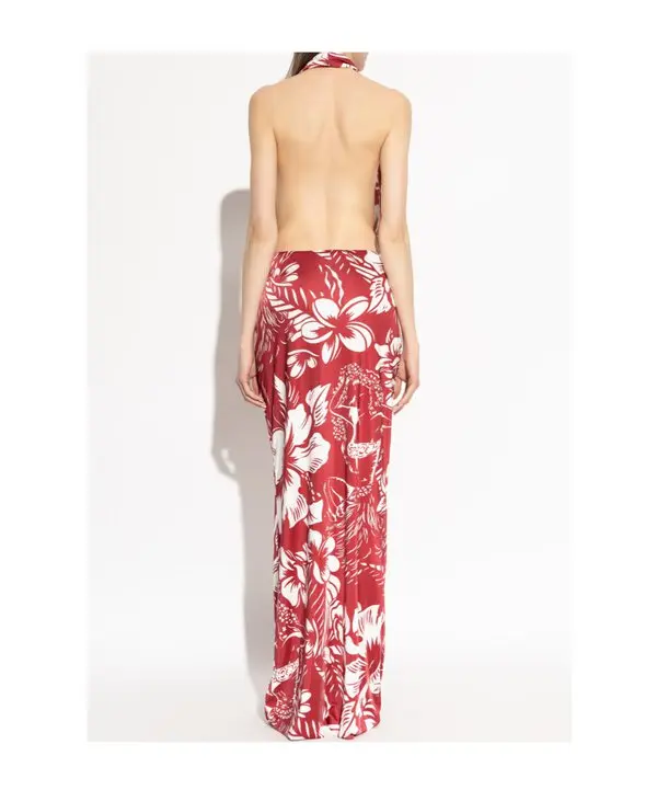 Dsquared2 Draped Printed Halterneck Maxi Dress