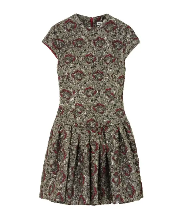 Simkhai Elowen Pleated Metallic Jacquard Mini Dress