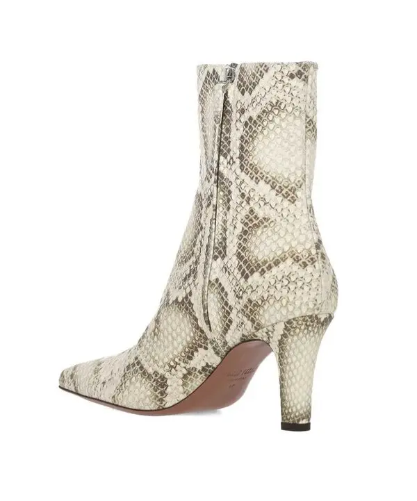 Paris Texas Snake-effect Mid-heel Pointed Toe Boots