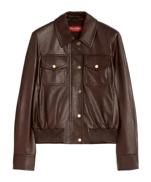 Max Mara Biada Leather Jacket - Brown