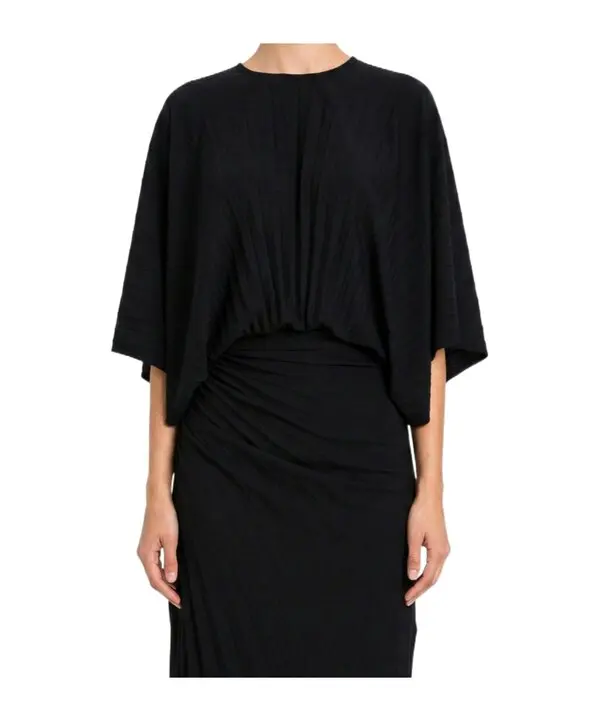 TWINSET Pleated Poncho Top - Black