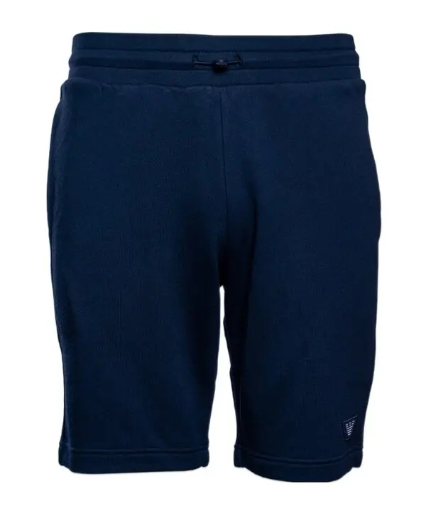 Emporio Armani Elastic Waist Shorts With Embroidered Logo - Blue