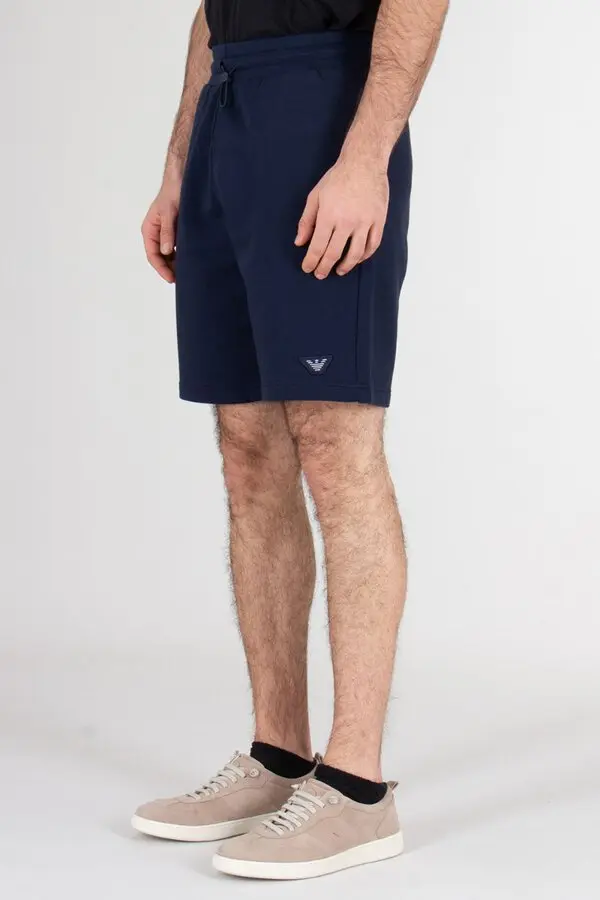 Emporio Armani Elastic Waist Shorts With Embroidered Logo - Blue
