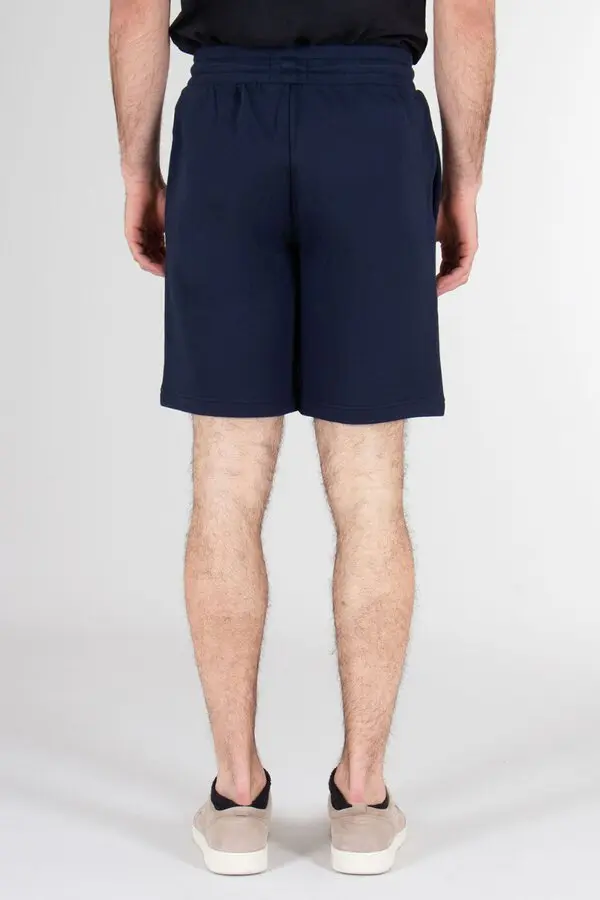 Emporio Armani Elastic Waist Shorts With Embroidered Logo - Blue
