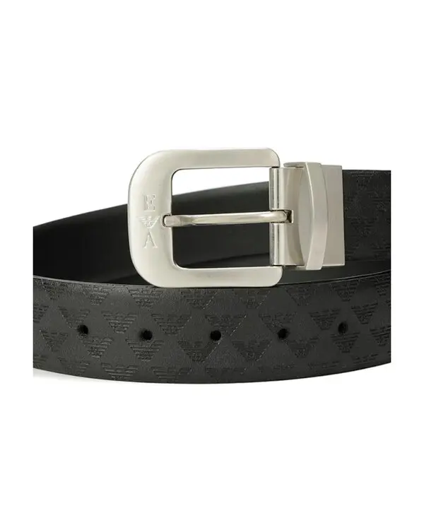 Emporio Armani Leather Belt With Engraved Logo
