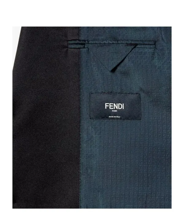 Fendi Single Breasted Velvet Blazer - Black