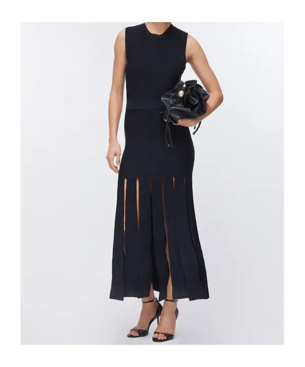 Liu Jo Sleeveless Knit Maxi Dress With Fringed Hem
