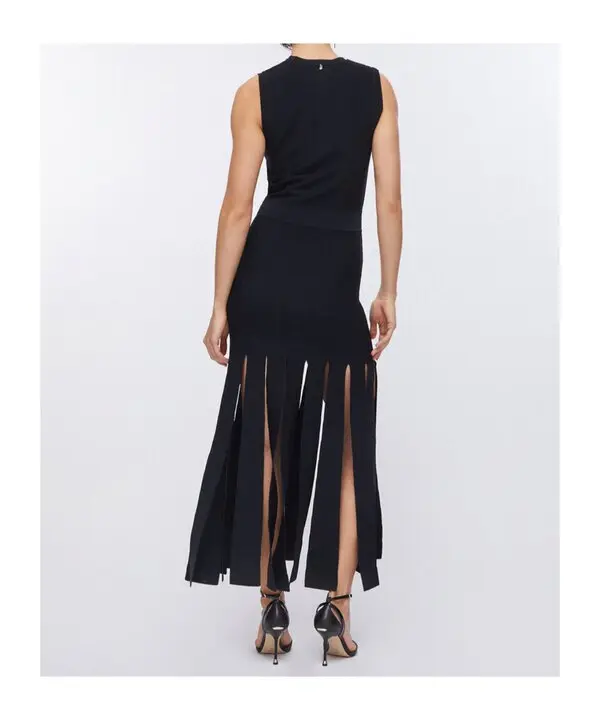 Liu Jo Sleeveless Knit Maxi Dress With Fringed Hem
