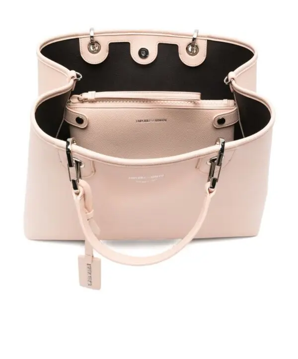 Emporio Armani Myea Medium Tote Bag With Debossed Logo - Light Pink
