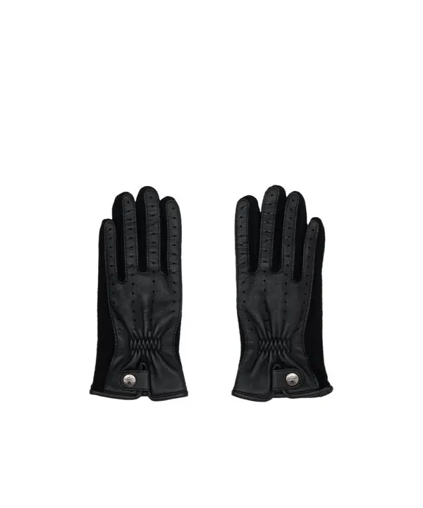 VIVIENNE WESTWOOD Orb Engraved Leather And Knitted Gloves - Black