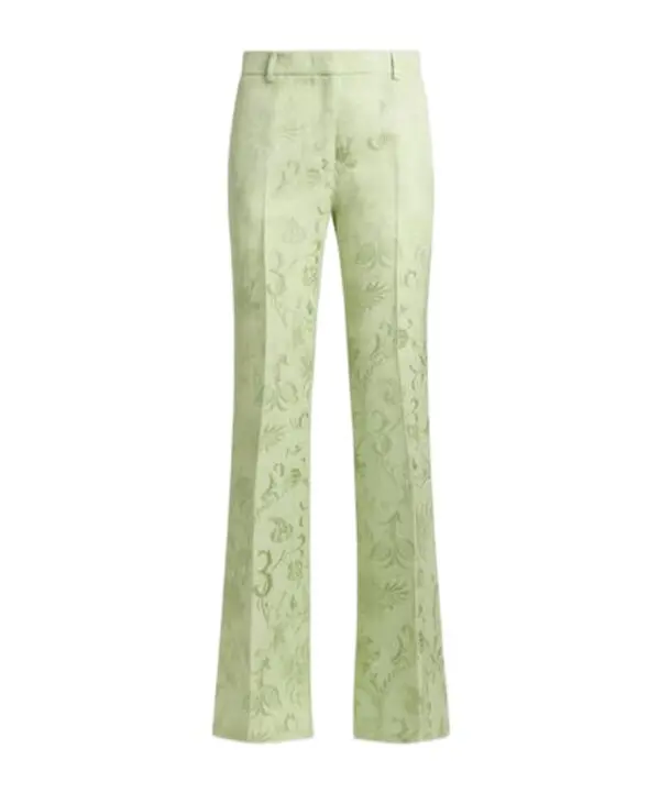 Etro Jacquard Floral Motif Bootcut Trousers - Green