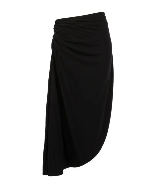 TWINSET Asymmetrical Hem Midi Skirt With Pleated Details