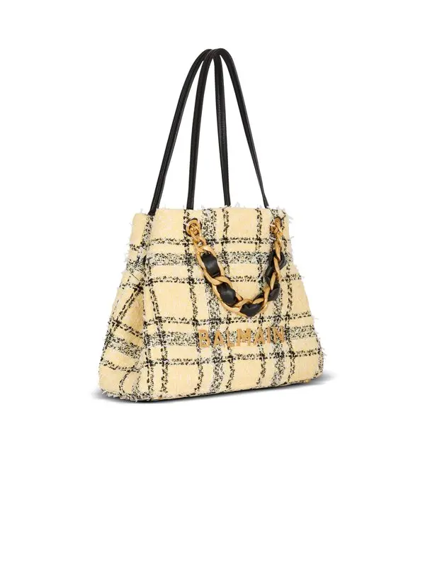 Balmain Plaid Tweed 1945 Tote Bag - Yellow