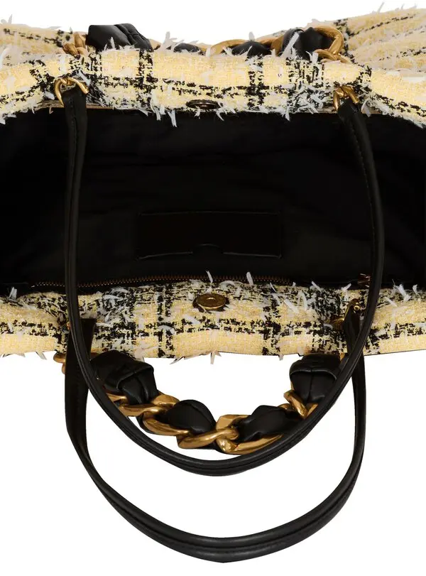 Balmain Plaid Tweed 1945 Tote Bag - Yellow