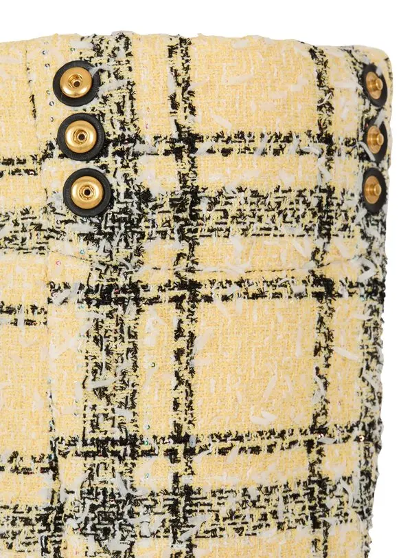 Balmain Plaid Tweed 1945 Tote Bag - Yellow