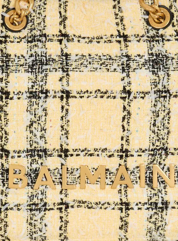 Balmain Plaid Tweed 1945 Tote Bag - Yellow