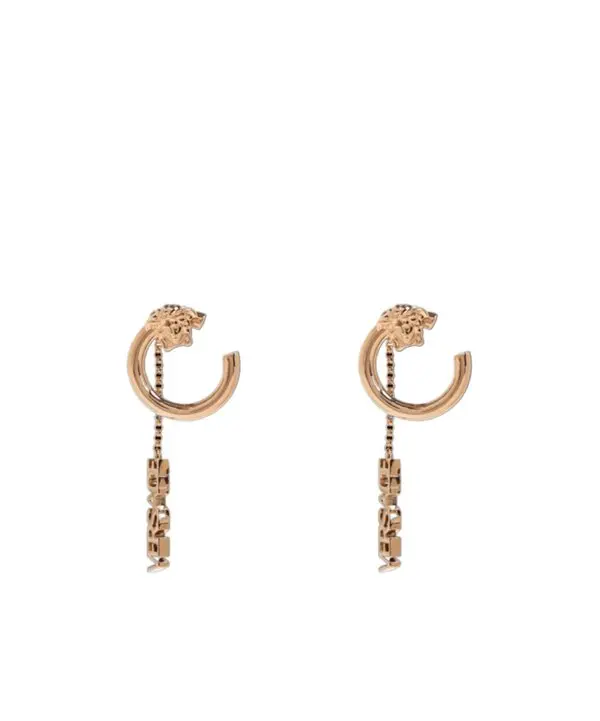 Versace Long Logo Drop Earrings - Yellow