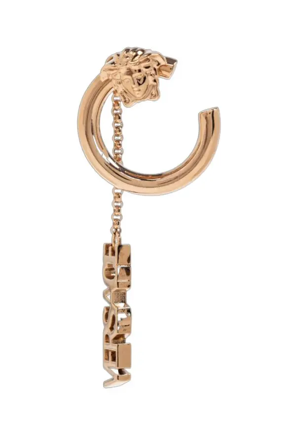 Versace Long Logo Drop Earrings