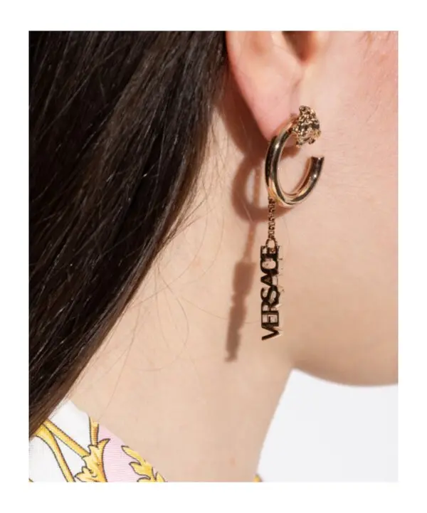 Versace Long Logo Drop Earrings