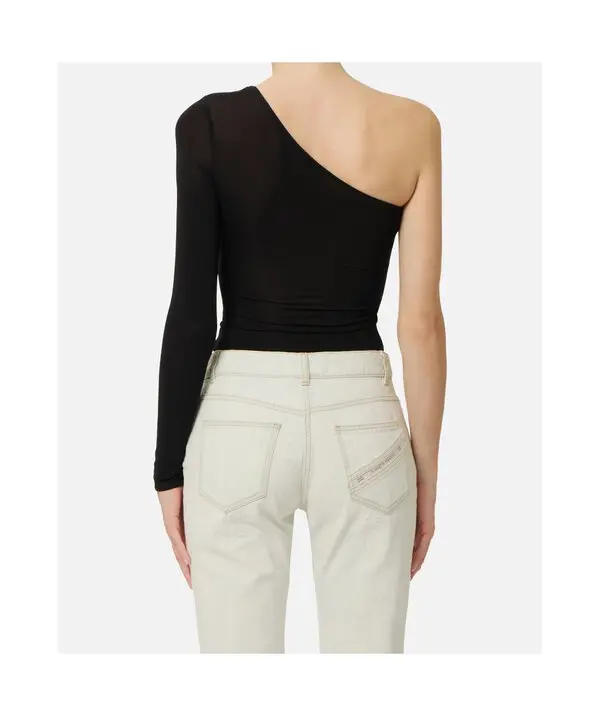 Elisabetta Franchi One-shoulder Draped Top With Jewelled Clasp