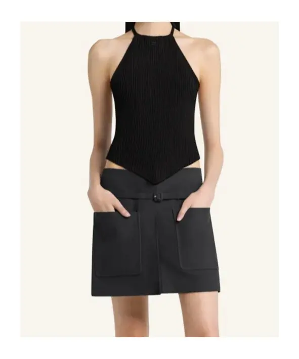 COURREGES Courrèges Ribbed Knit Halterneck Top With Pointed Hem