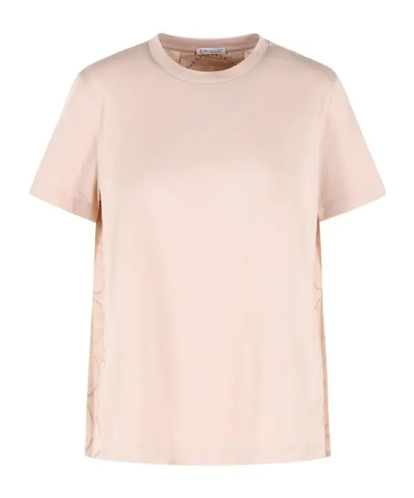 Moncler Round Neck Short Sleeve T-shirt With Embroidered Logo