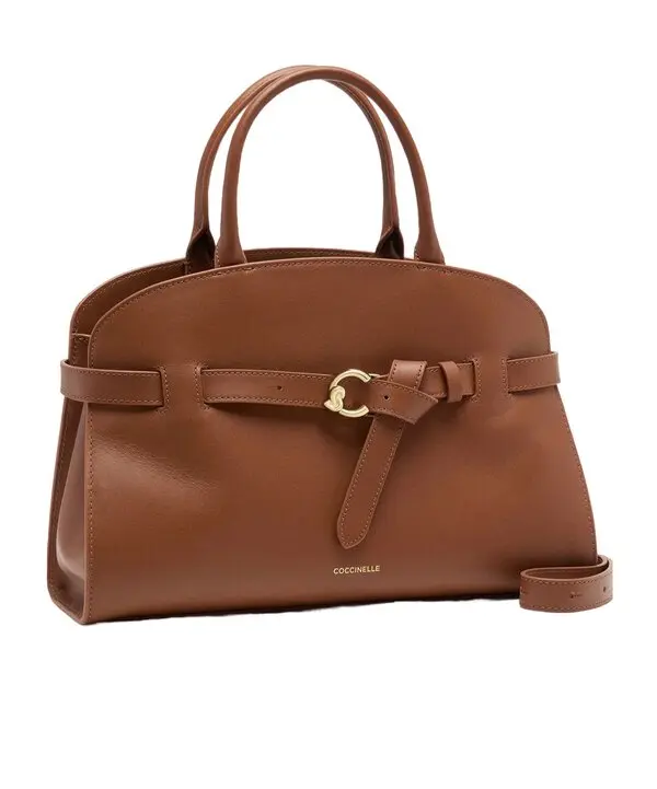 COCCINELLE Sabine Medium Tote Bag With Logo Stamp - Cognac