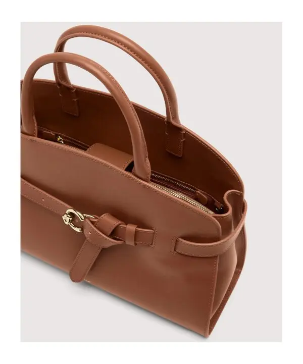 COCCINELLE Sabine Medium Tote Bag With Logo Stamp - Cognac