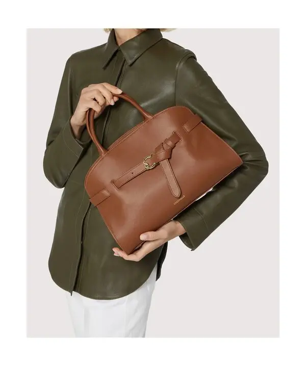 COCCINELLE Sabine Medium Tote Bag With Logo Stamp - Cognac