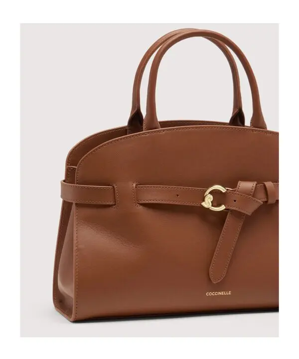 COCCINELLE Sabine Medium Tote Bag With Logo Stamp - Cognac