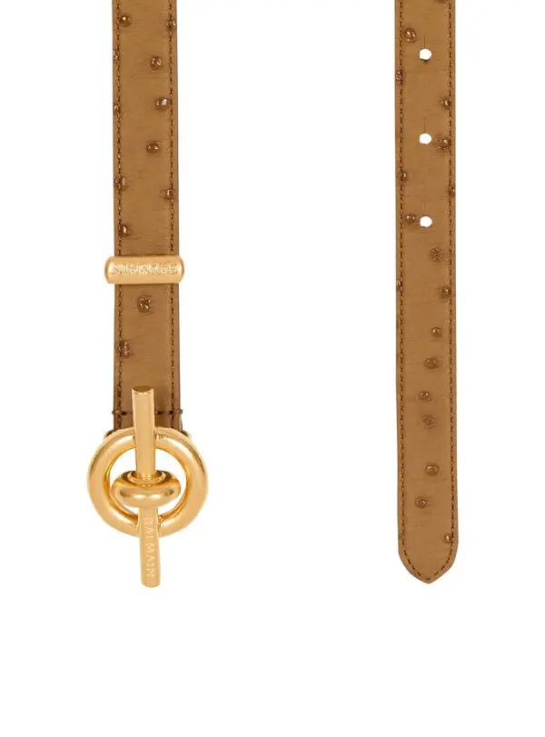 Balmain Embossed Calfskin T-bar Belt