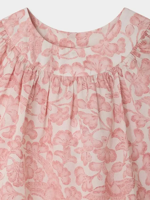Bonpoint Organic Cotton Voile Blouse With Ruffled Sleeves
