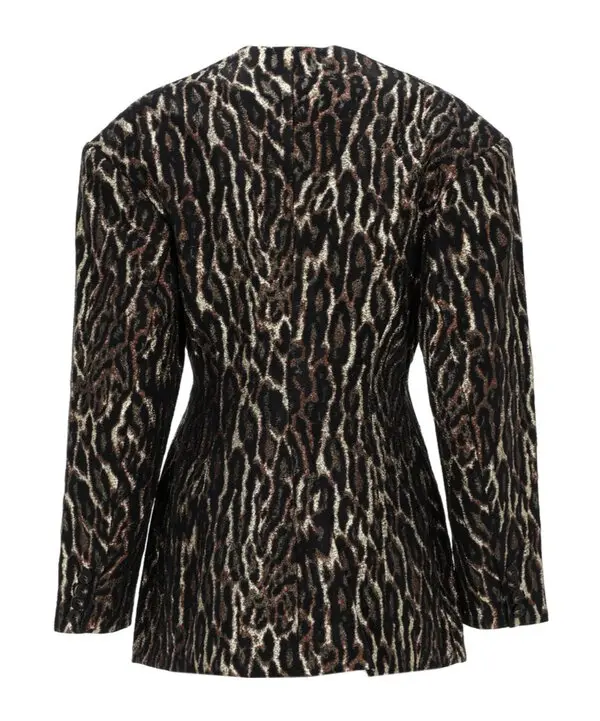 GANNI Single-breasted Animal Print Blazer - Black