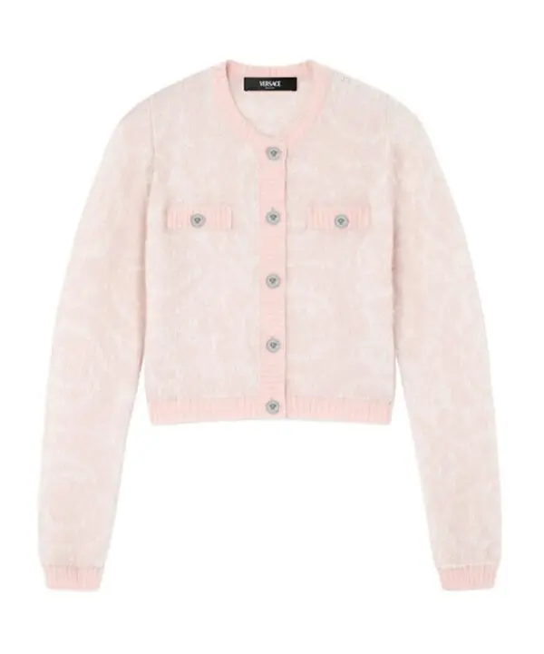 Versace Jacquard Knit Cardigan With Medusa Hardware