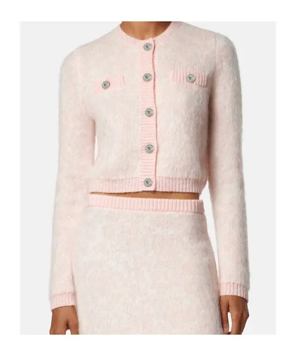 Versace Jacquard Knit Cardigan With Medusa Hardware