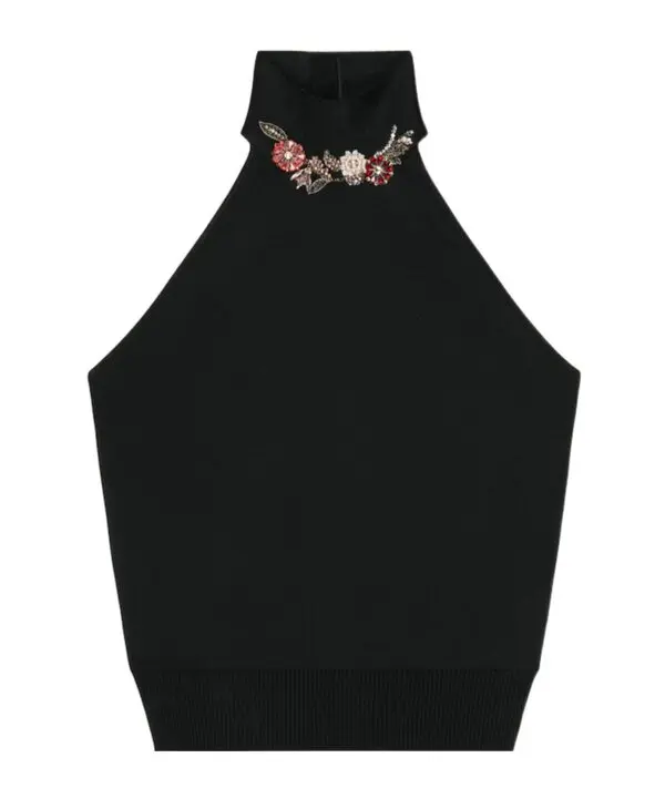 Givenchy Viscose Halterneck Top With Crystal Embellishments - Black