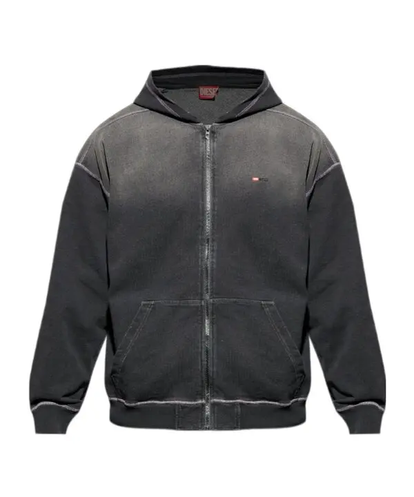 DIESEL® Zip-fastening Hoodie With Ribbed Trim